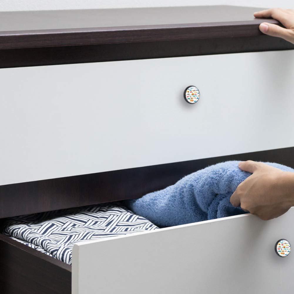 Cartoon Kids Cars Toy Cabinet Dresser Knobs 4 Pcs Drawer Door Pull Handles for Kitchen Bathroom Unique Drawer Knobs
