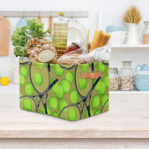 Fabric Storage Bins Tennis Rackets Balls Small Shelf Basket With Handles Decorative Cubes Box Organizer Containers for Shelves Home Office Decor