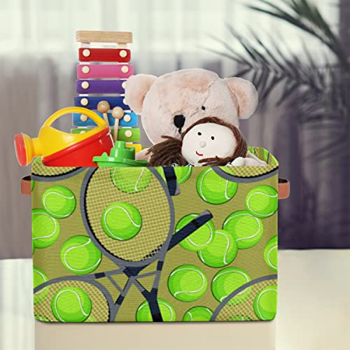 Fabric Storage Bins Tennis Rackets Balls Small Shelf Basket With Handles Decorative Cubes Box Organizer Containers for Shelves Home Office Decor