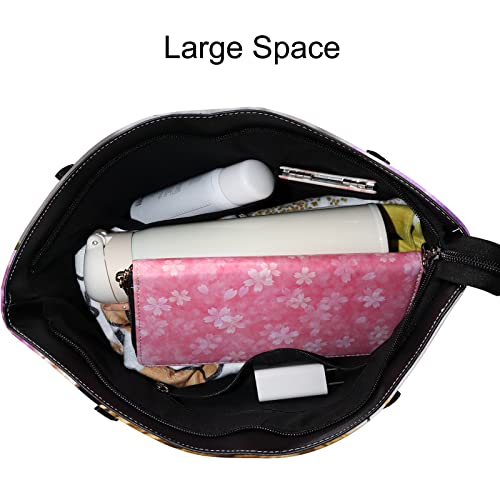 Shoulder Bag Tote Bags for Women Pomeranian Puppy Leather Shopper Work Handbags Large Casual Bag