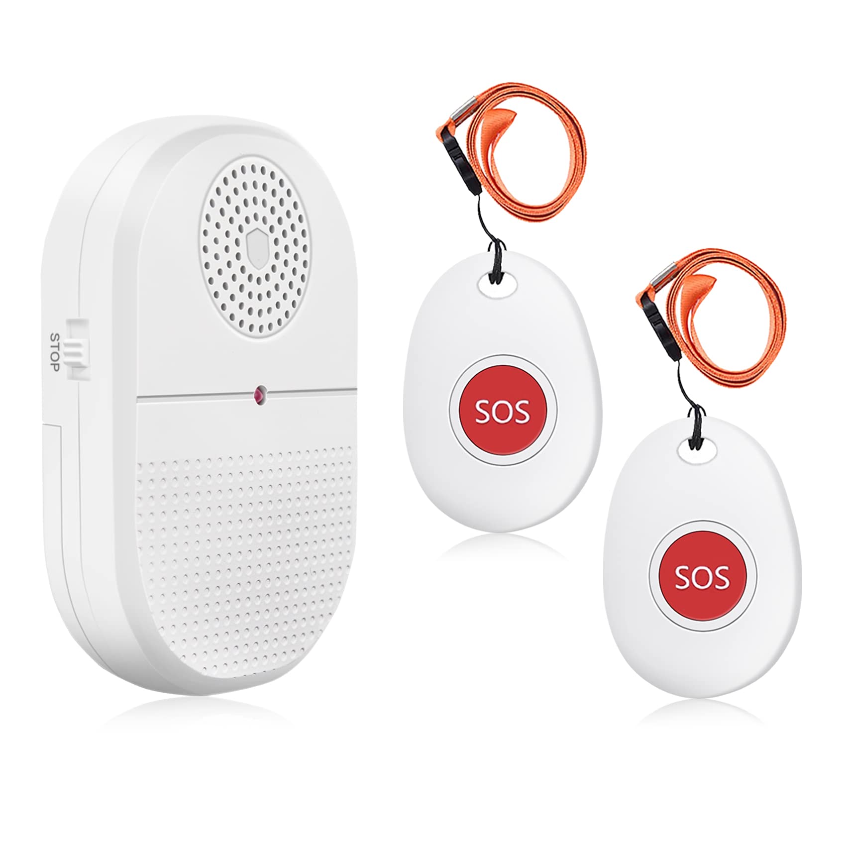 Wireless Caregiver Pager System Call Button Personal Alert Pager Nurse Alert System for Elderly/Senior at Home with 800+Feet Operating Range 1 Portable Receiver 2 Emergency Transmitter