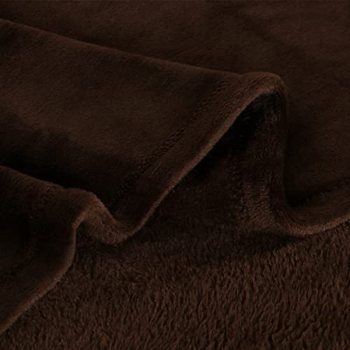 LUSHLEAF Flannel Fleece Blanket Throw Size Super Soft Lightweight Bed Blanket for Couch, Brown, 50 x 60 inch