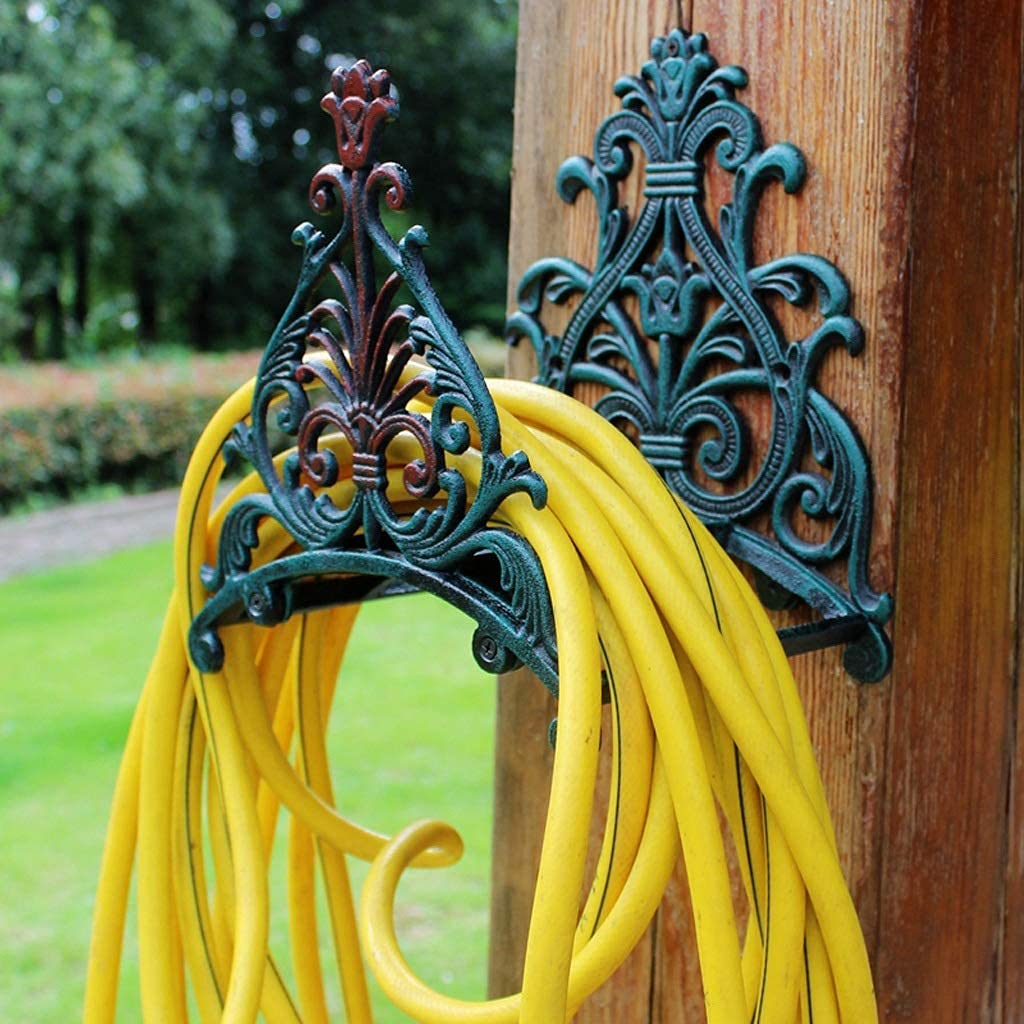 Riyyow European Tulip Flower Cast Iron Wrought Iron Pipe Bracket Cast Iron Gardening Decoration Retro Villa Garden Pipe Rack Cast Iron Doorbell Decoration