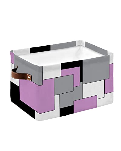Storage Bins, Abstract Art Patchwork Pink Black and Grey Storage Baskets for Organizing Closet Shelves Clothes Decorative Fabric Baskets Large Storage Cubes with Handles