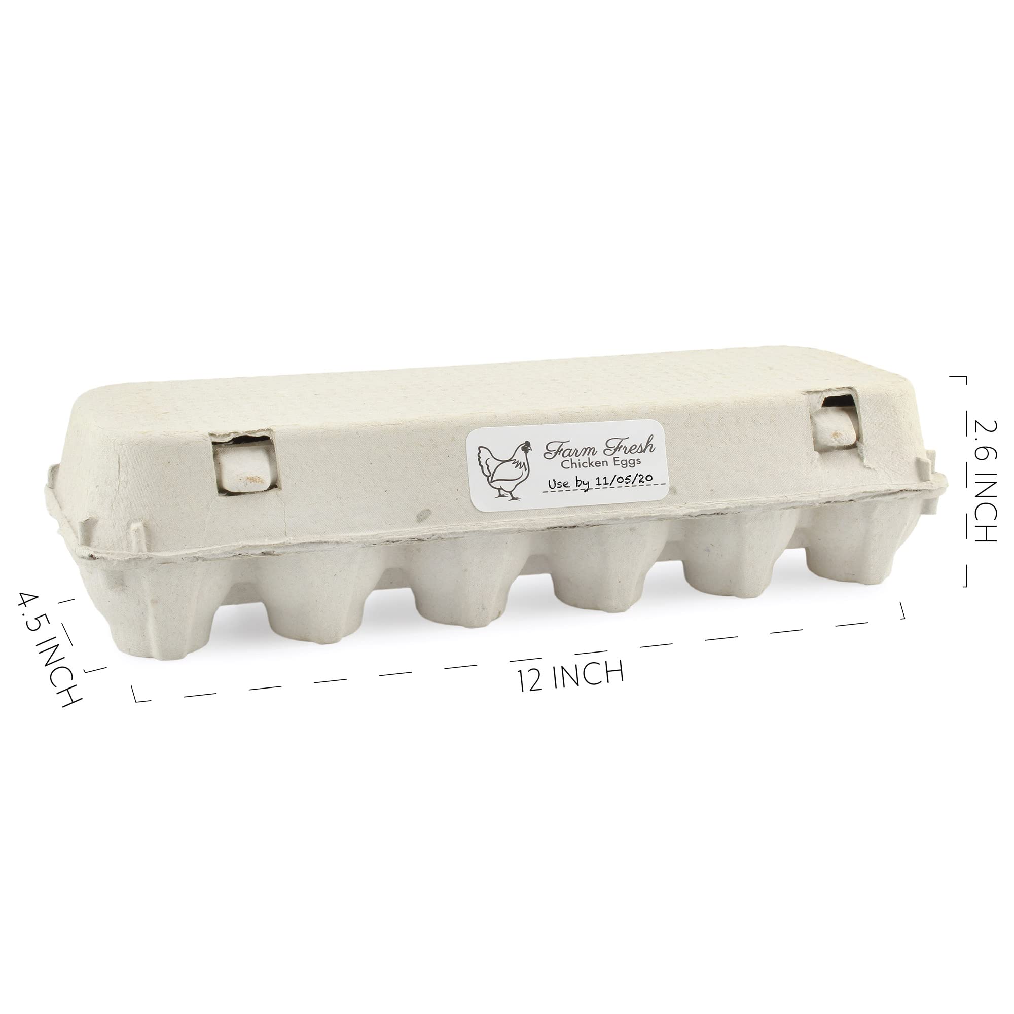 Cornucopia Cardboard Egg Cartons (18-Pack); Each for One Dozen, Eco-friendly Recycled Material Biodegradable 12-count Egg Cartons w/Labels