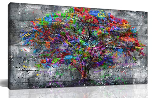 ZHAOSHOP Tree Wall Art Decor - Graffiti Pictures for Living Room - Large Canvas Wall Decor for Bedroom Ready to Hang Size 40"x 20"