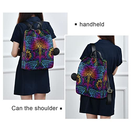 Blueangle Dragonfly Mandala Backpack Purse for Women Waterproof Rucksack Anti-theft Handbag Travel Bag（341）
