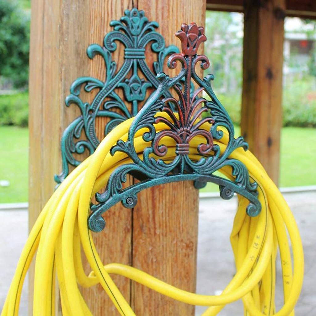 Riyyow European Tulip Flower Cast Iron Wrought Iron Pipe Bracket Cast Iron Gardening Decoration Retro Villa Garden Pipe Rack Cast Iron Doorbell Decoration