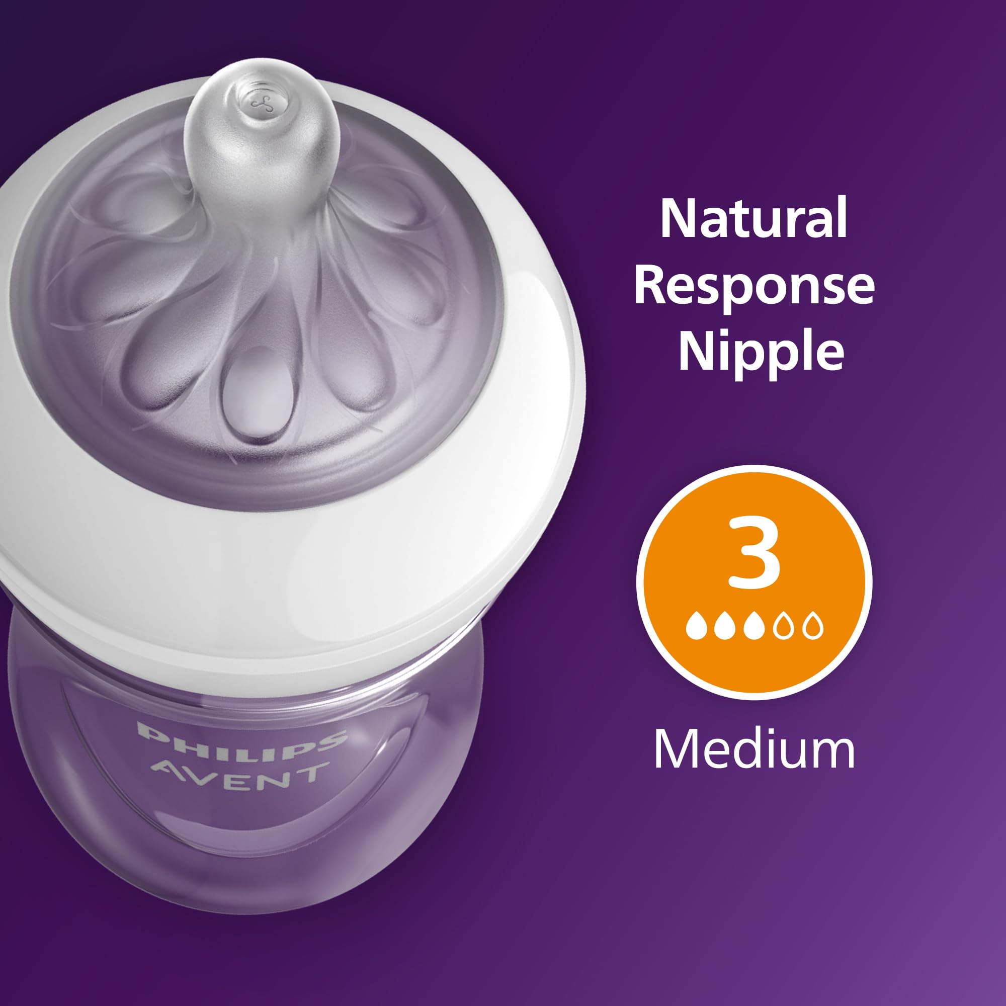 Philips AVENT Natural Baby Bottle with Natural Response Nipple, Clear, 9oz, 4pk, SCY903/04