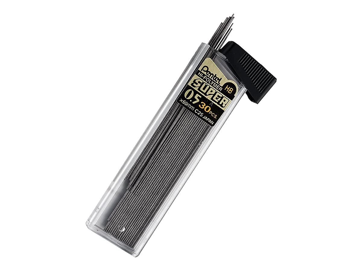 Pentel® Super Hi-Polymer® Leads, 0.5 mm, HB, 30 Leads Per Tube, Pack Of 3 Tubes