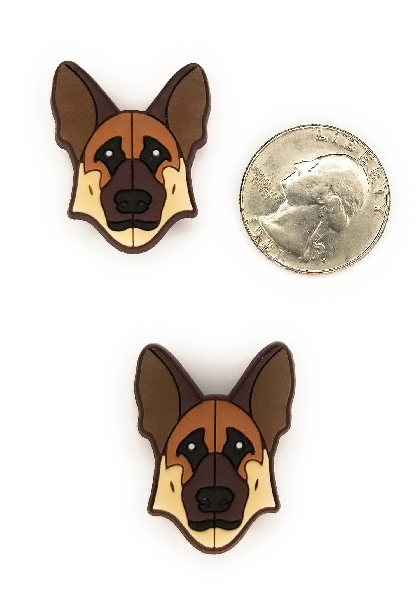 WorkedLikeACharm 2pcs German Shepherd Dog Puppy Shoe Charms for Clog Shoes Decoration Gift by Worked Like A Charm|,brown