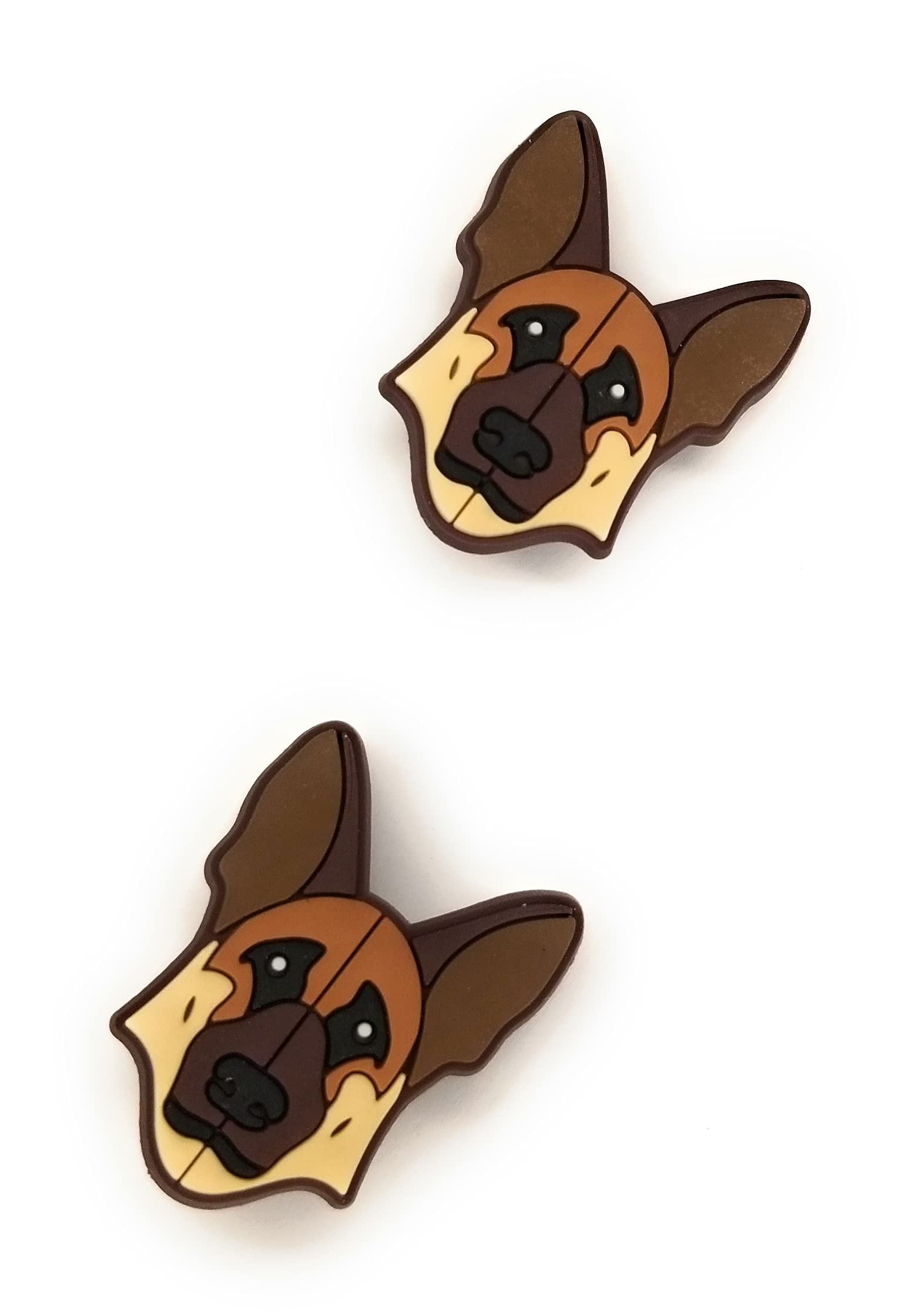 WorkedLikeACharm 2pcs German Shepherd Dog Puppy Shoe Charms for Clog Shoes Decoration Gift by Worked Like A Charm|,brown