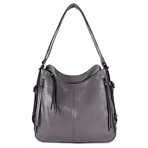 Convertible Backpack Purse For Women Handbag Hobo Tote Satchel Shoulder Bag - Smooth Dark Purple