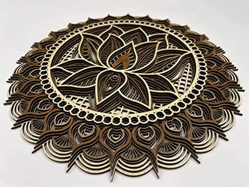 Mandala Wall Art, Mandala Wood Wall Art Decor, Lotus Flower Wall Decoration, Layered Mandala (Small)