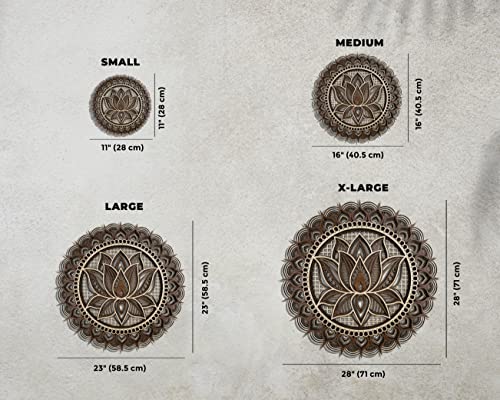 Mandala Wall Art, Mandala Wood Wall Art Decor, Lotus Flower Wall Decoration, Layered Mandala (Small)