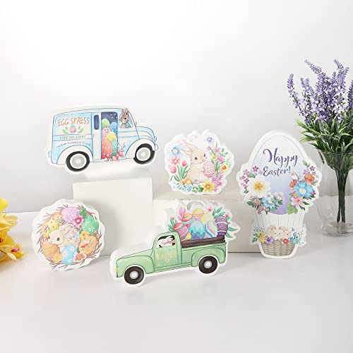 Easter decorations 5 pcs bunny table wooden signs Easter tabletop decor Decorative Centerpieces Decoration for Easter Day Home Kitchen Signs