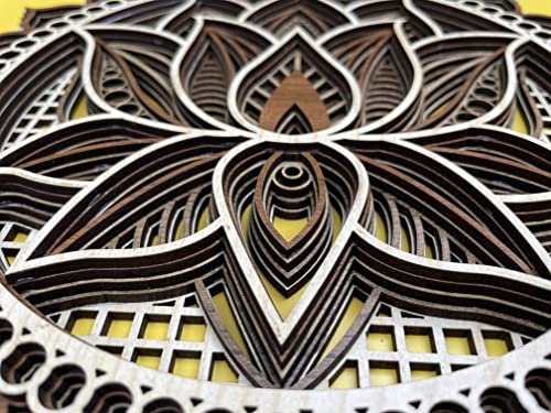 Mandala Wall Art, Mandala Wood Wall Art Decor, Lotus Flower Wall Decoration, Layered Mandala (Small)