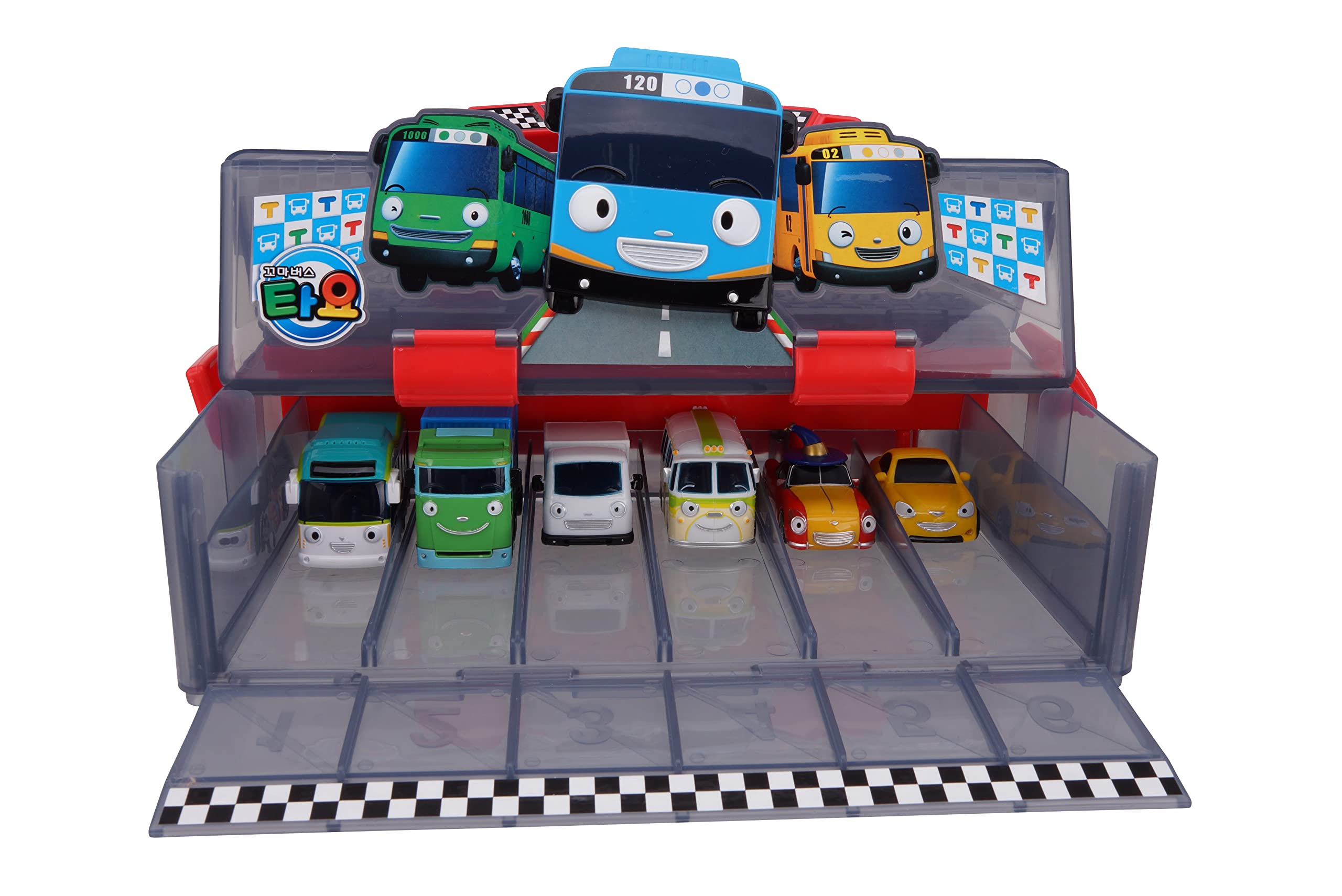 The Little Bus Tayo and Friends- Mini car Toy Storage and Racing Stadium for 26 Mini Cars with Handle…