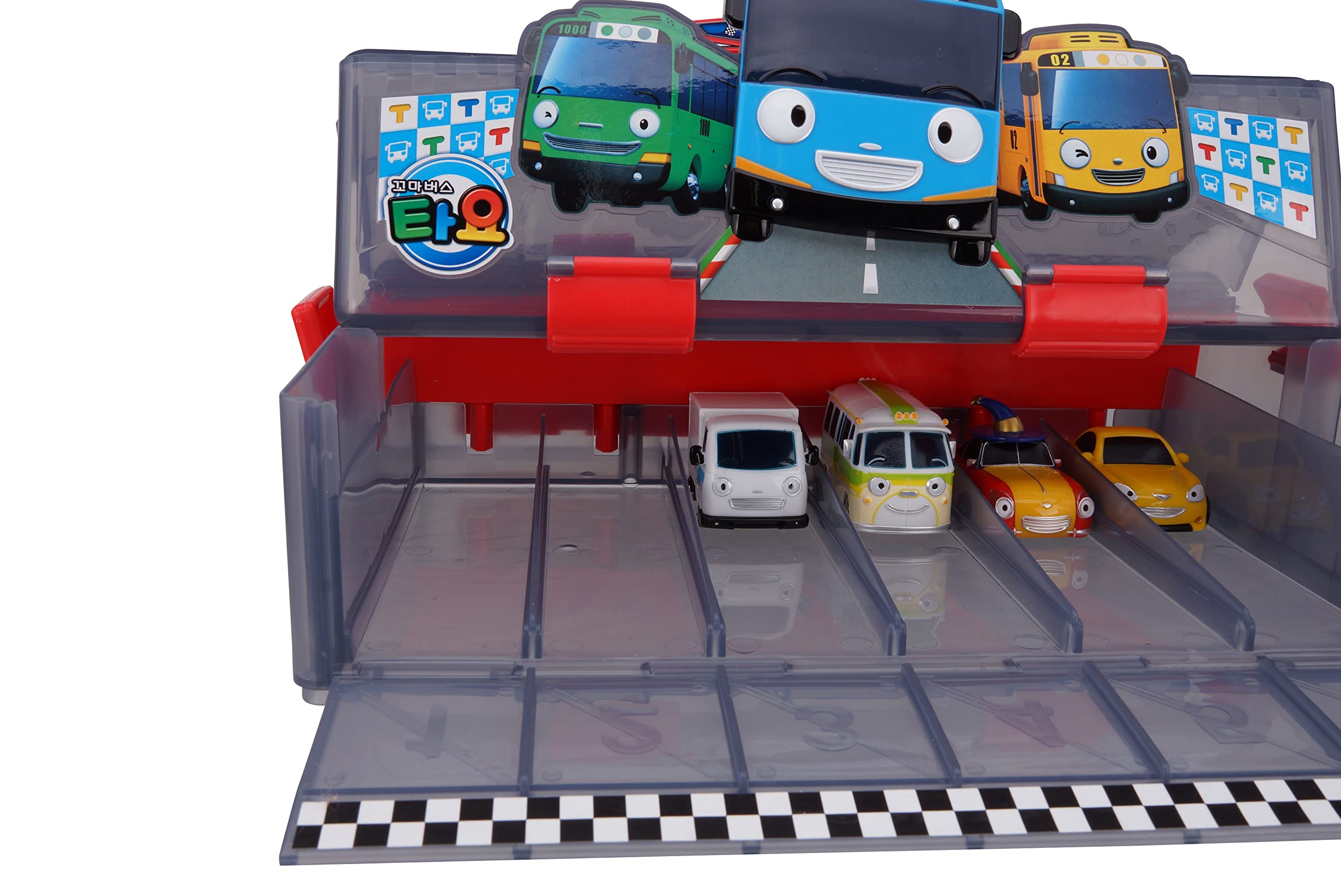 The Little Bus Tayo and Friends- Mini car Toy Storage and Racing Stadium for 26 Mini Cars with Handle…