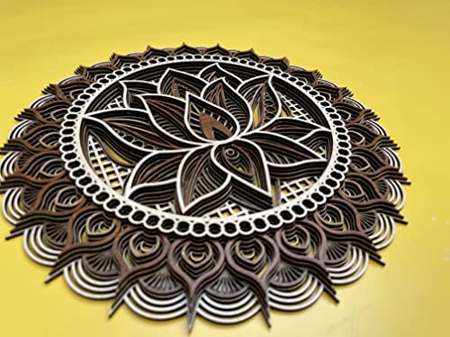 Mandala Wall Art, Mandala Wood Wall Art Decor, Lotus Flower Wall Decoration, Layered Mandala (Small)