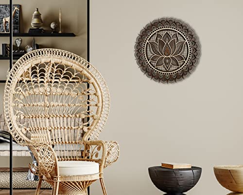Mandala Wall Art, Mandala Wood Wall Art Decor, Lotus Flower Wall Decoration, Layered Mandala (Small)