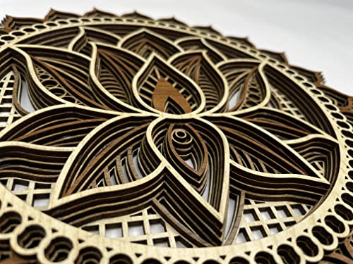 Mandala Wall Art, Mandala Wood Wall Art Decor, Lotus Flower Wall Decoration, Layered Mandala (Small)