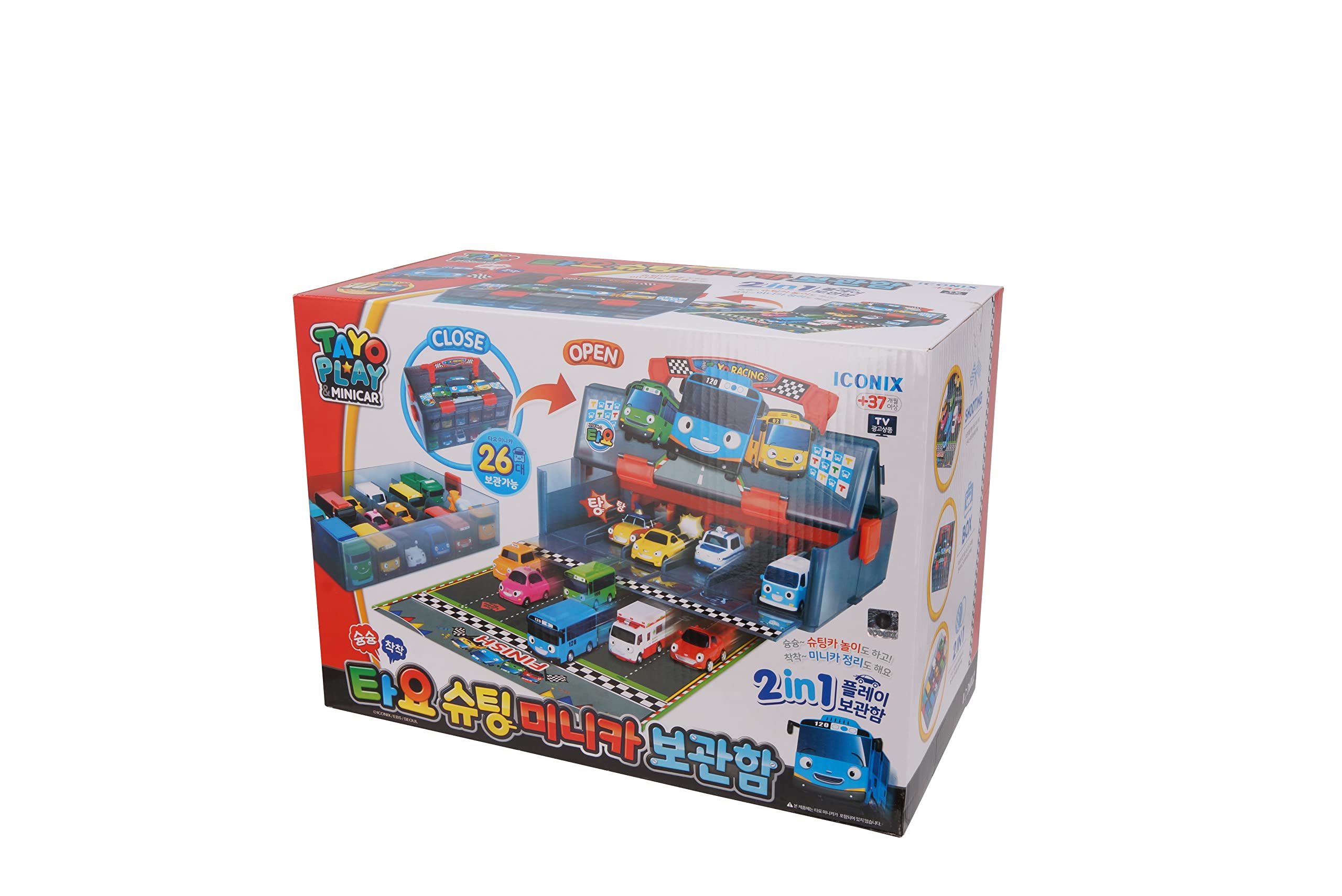 The Little Bus Tayo and Friends- Mini car Toy Storage and Racing Stadium for 26 Mini Cars with Handle…