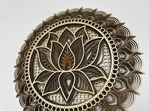 Mandala Wall Art, Mandala Wood Wall Art Decor, Lotus Flower Wall Decoration, Layered Mandala (Small)