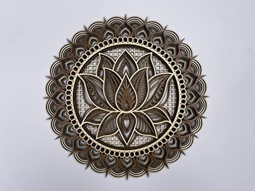 Mandala Wall Art, Mandala Wood Wall Art Decor, Lotus Flower Wall Decoration, Layered Mandala (Small)