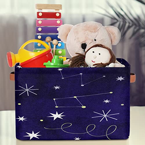 Pardick Large Collapsible Storage Bins ,Space Constellation Decorative Canvas Fabric Storage Boxes Organizer with Handles,Rectangular Baskets Bin for Home Shelves Closet Nursery Gifts