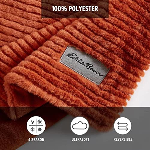 Eddie Bauer- Throw Blanket, Ultra Soft Plush Home Décor, All Season Bedding (Textured Solid Orange, 50 x 60)