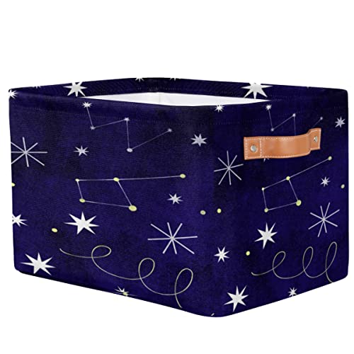 Pardick Large Collapsible Storage Bins ,Space Constellation Decorative Canvas Fabric Storage Boxes Organizer with Handles,Rectangular Baskets Bin for Home Shelves Closet Nursery Gifts