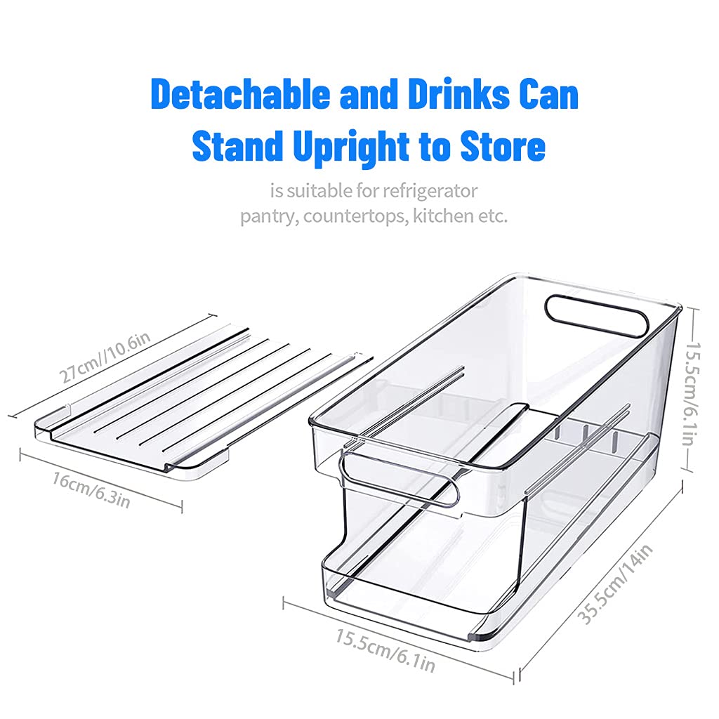 XISAOK Refrigerator Organizer Bins Soda Can Dispenser Clear Plastic Canned Drink Holder Storage for Fridge Kitchen Cabinets