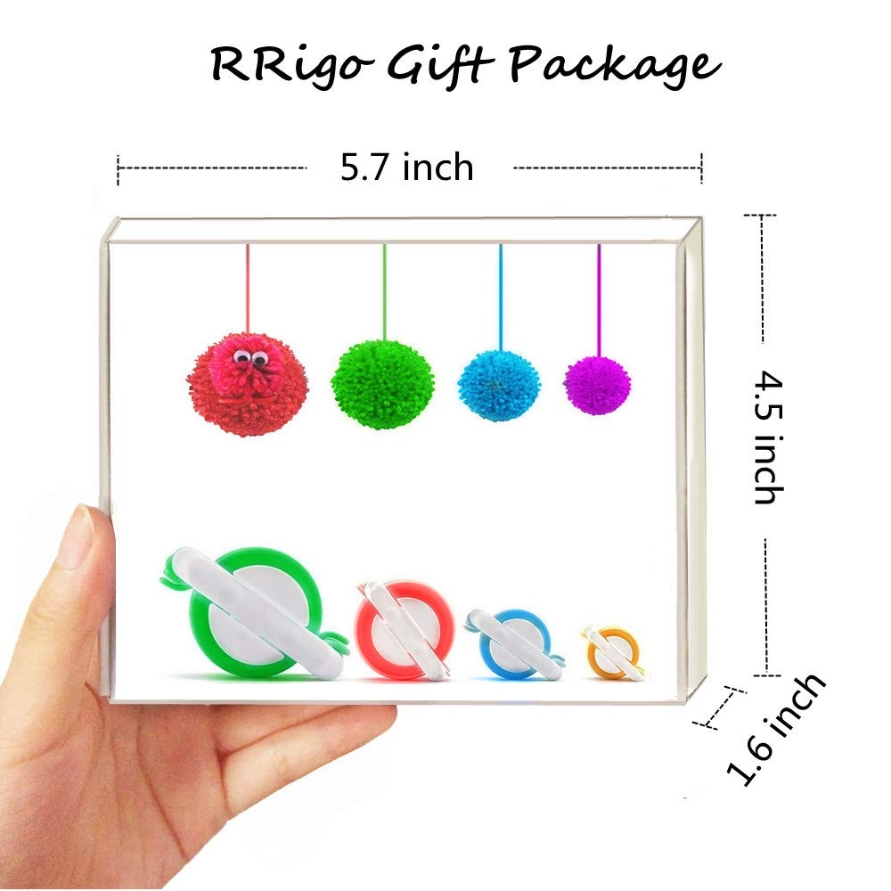Pom Pom Maker, 4 Sizes Pompom Maker Tool Set for Fluff Ball Weave DIY Wool Yarn Knitting Craft Project for Kids and Adult - RRigo