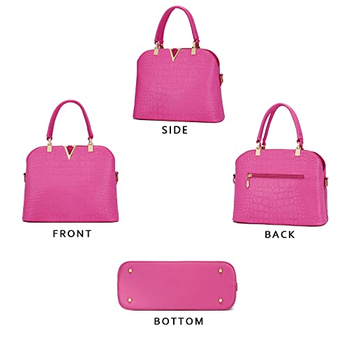 SHUIANGRAN Hot Pink Satchels for Women Womens Purses and Handbags Ladies PU Leather Top Handle Shoulder Tote Bags