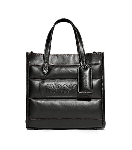 COACH Leather Field Crossbody Tote 22 with Quilting and Coach Badge - #C6958 - Black