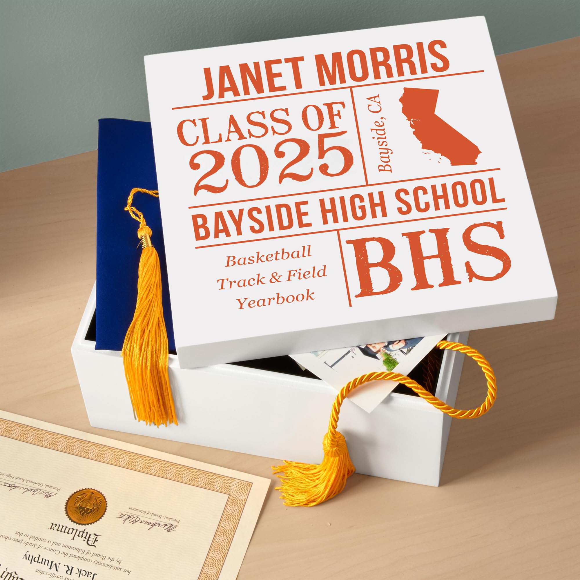 Let's Make Memories Personalized Keepsake Box - All About The Graduate - Graduation Mementos - Class of 2022 - 6โ Hx12โ Sq. - Red
