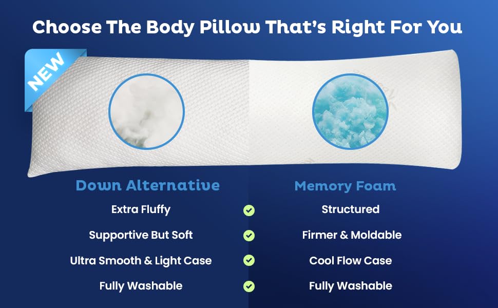 Snuggle-Pedic Long Body Pillow for Adults - Big 20x54 Pregnancy Pillows w/ Shredded Memory Foam & Bamboo Cooling Pillow Cover - Cuddle Pillow for Bed, Firm Maternity Side Sleeper Pillow Insert to Hug