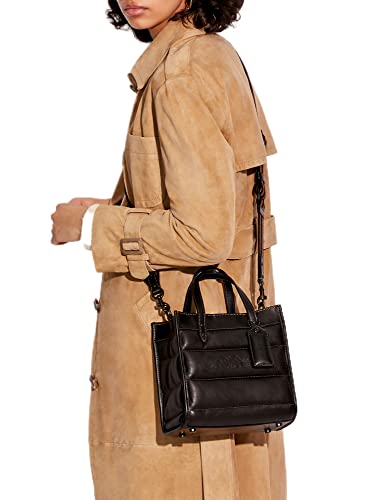 COACH Leather Field Crossbody Tote 22 with Quilting and Coach Badge - #C6958 - Black