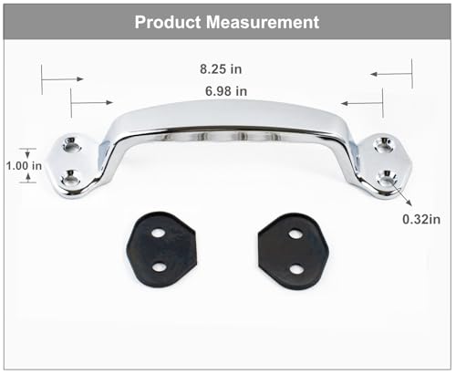 HighGround Product | 2X Heavy Duty Chrome Plated Grab Handle w/ 4 Rubber gaskets, for Trucks, Trailer, Camper Door Pull for Home, Shed, Barn Door, Cabinet