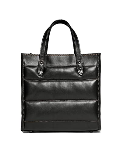 COACH Leather Field Crossbody Tote 22 with Quilting and Coach Badge - #C6958 - Black