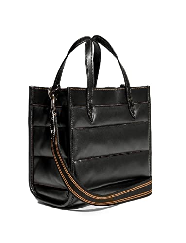 COACH Leather Field Crossbody Tote 22 with Quilting and Coach Badge - #C6958 - Black