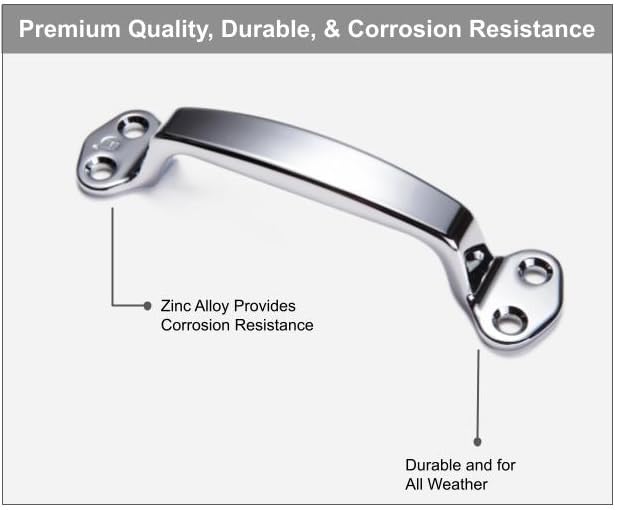 HighGround Product | 2X Heavy Duty Chrome Plated Grab Handle w/ 4 Rubber gaskets, for Trucks, Trailer, Camper Door Pull for Home, Shed, Barn Door, Cabinet