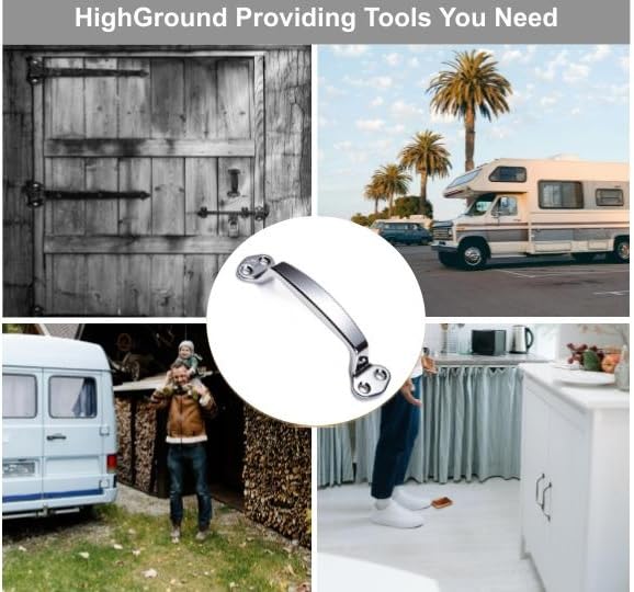 HighGround Product | 2X Heavy Duty Chrome Plated Grab Handle w/ 4 Rubber gaskets, for Trucks, Trailer, Camper Door Pull for Home, Shed, Barn Door, Cabinet