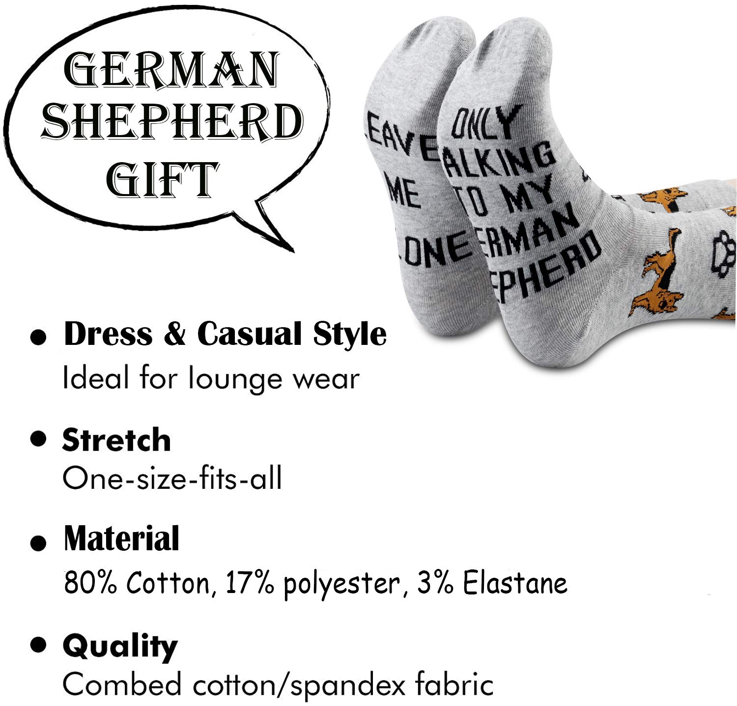 TSOTMO German Shepherd Dog Pet Lover Socks Leave Me Alone Only Talking To My German Shepherd Today Socks Gift for Dog Lover (Shepherd)