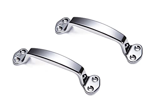 HighGround Product | 2X Heavy Duty Chrome Plated Grab Handle w/ 4 Rubber gaskets, for Trucks, Trailer, Camper Door Pull for Home, Shed, Barn Door, Cabinet