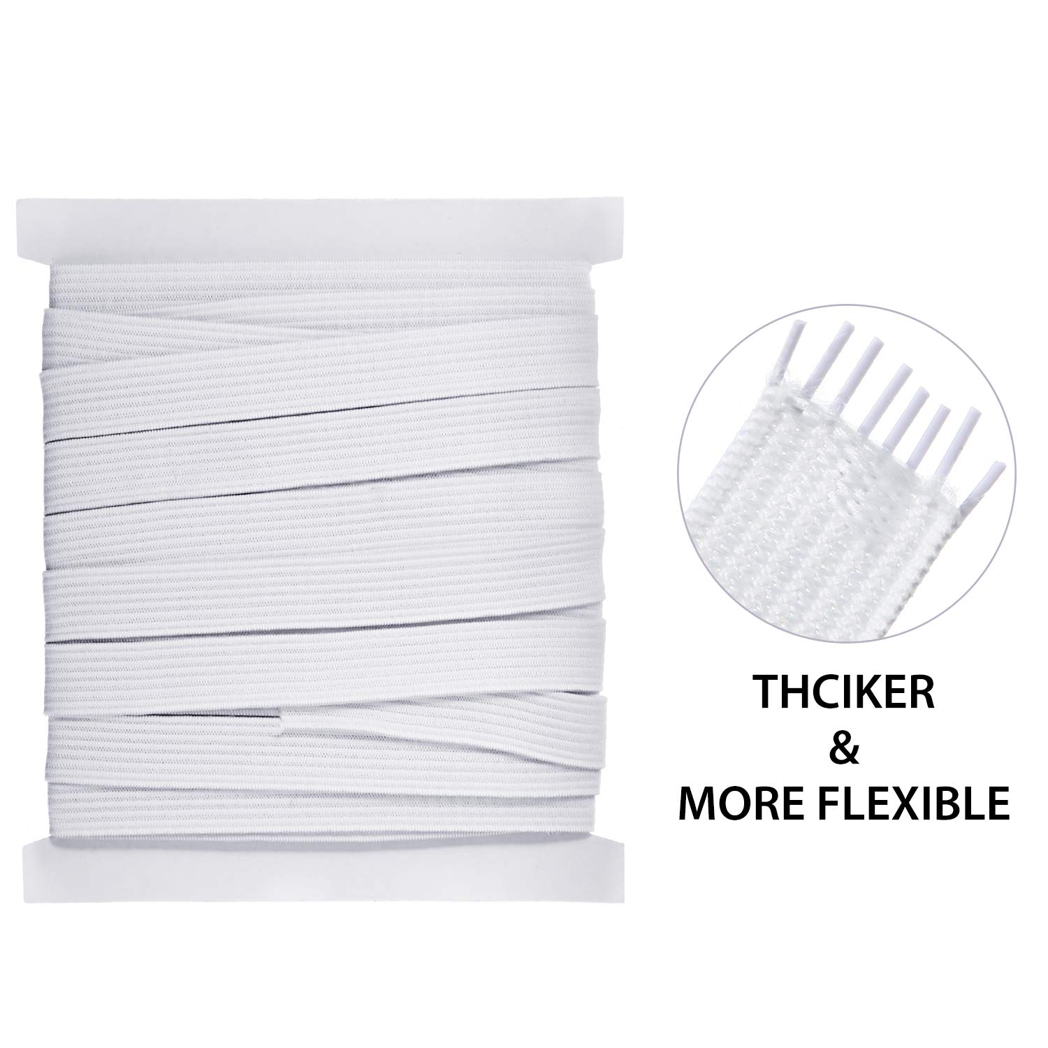 Elastic White Elastic for Sewing Knit Elastic Band (1/2 Inch x 11 Yards)