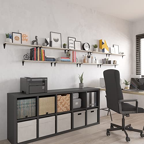 Wallniture Arras 24" Floating Shelves for Wall Storage, Wall Bookshelf Living Room Decor, Wall Shelves for Bedroom & Office, Kitchen Wall Shelf Set of 9, Natural, Wood