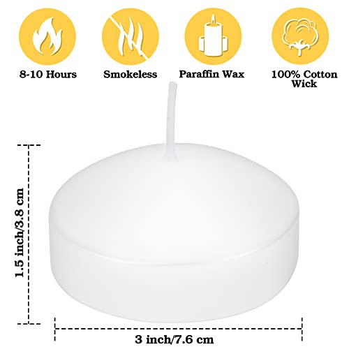 24 Pack 3 Inch Floating Candles for Centerpieces, 3 Inch Long Lasting Small Unscented White Floating Candle for Wedding, Birthday, Holiday & Home Decoration