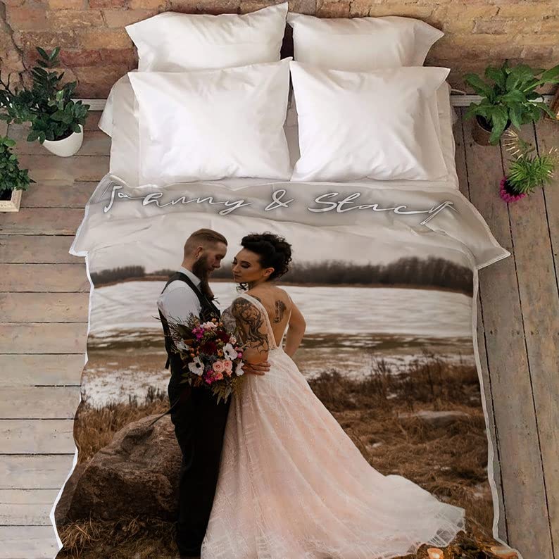 gue Couple Blankets Customized Photo Custom Blanket with Photo Text Personalized Bedding Throw Blankets Customized Flannel Fleece Blankets (80x120cm/31.5x47.2inches)